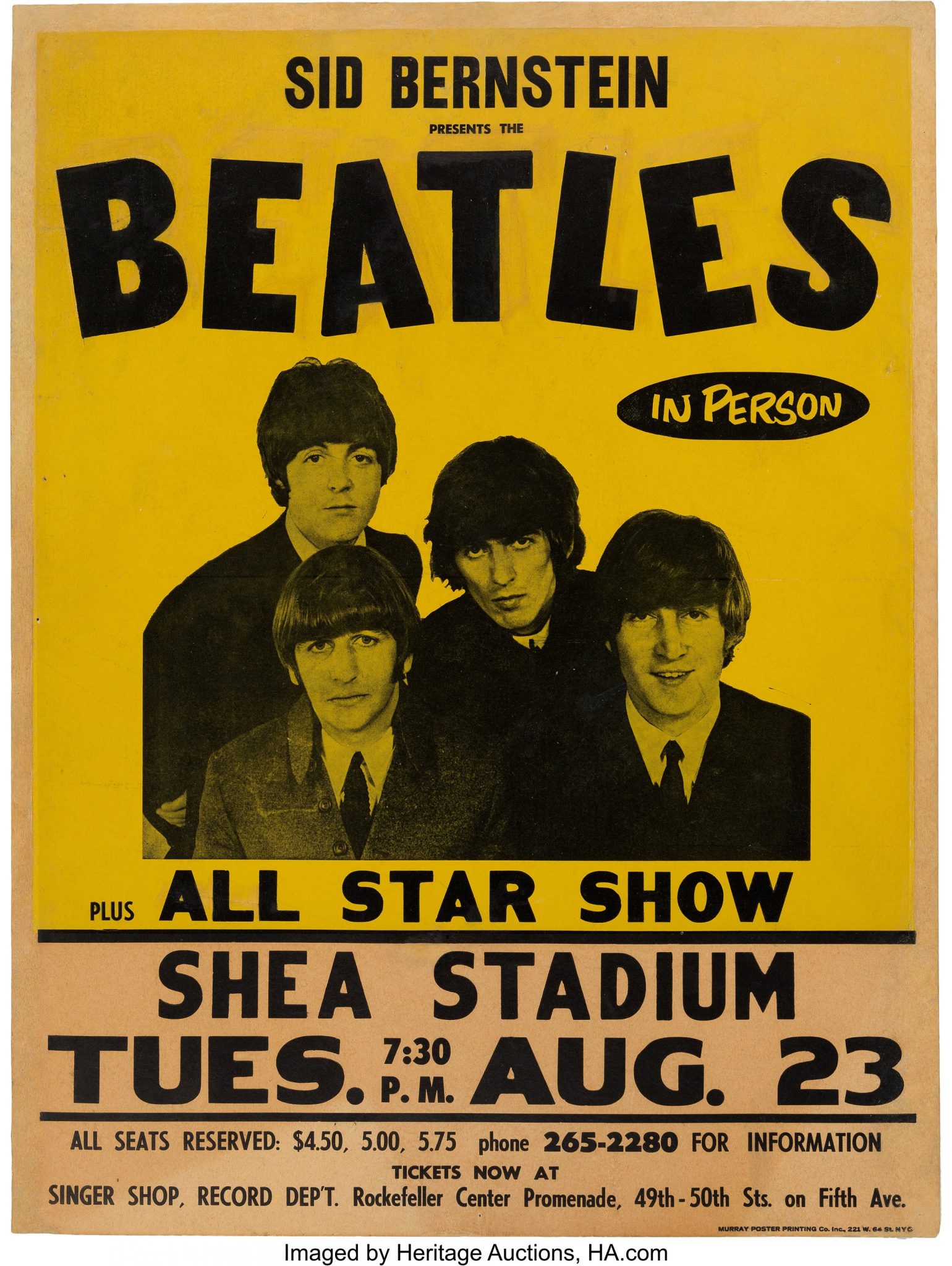 RECORD! A Beatles Shea Stadium Poster Sets the World Auction Record for ...